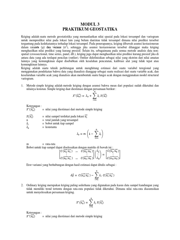 Metode Kriging dalam Geostatistika | PDF