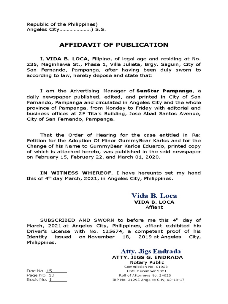 Affidavit of Publication | PDF
