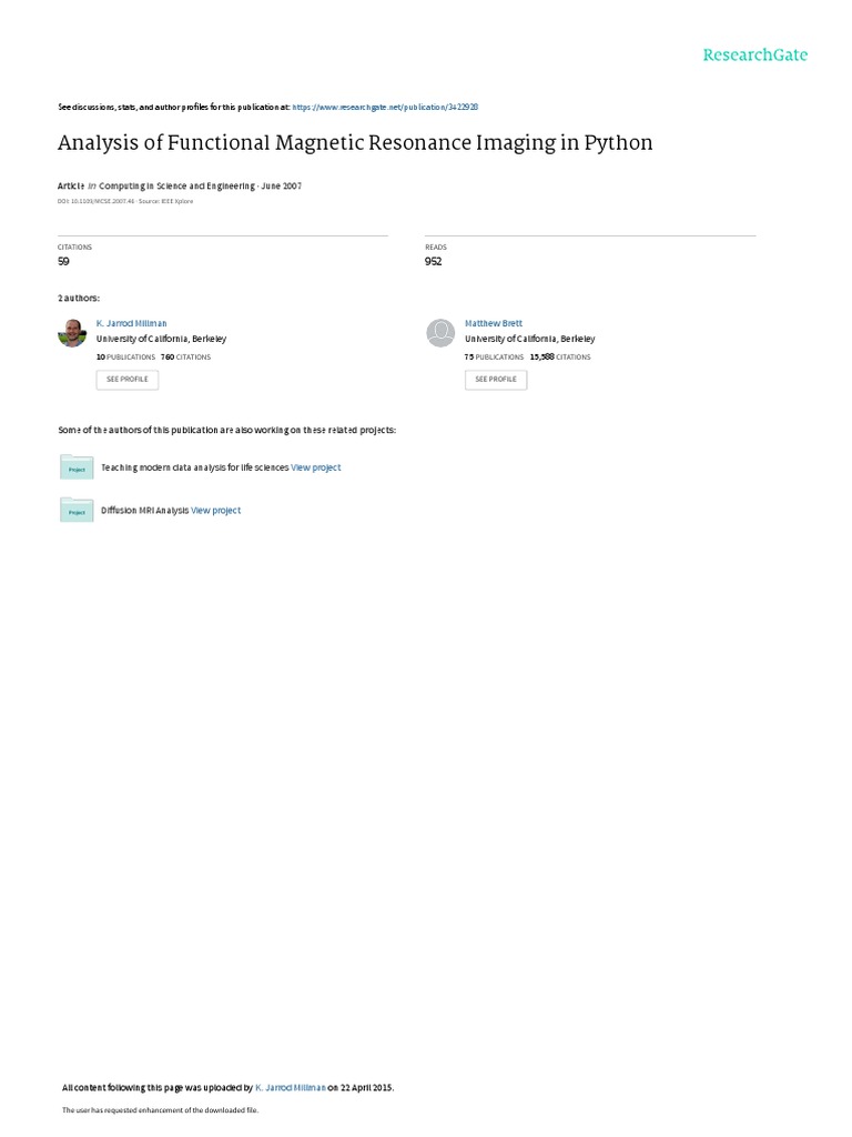 Python Fmri Analysis | PDF | Functional Magnetic Resonance Imaging ...