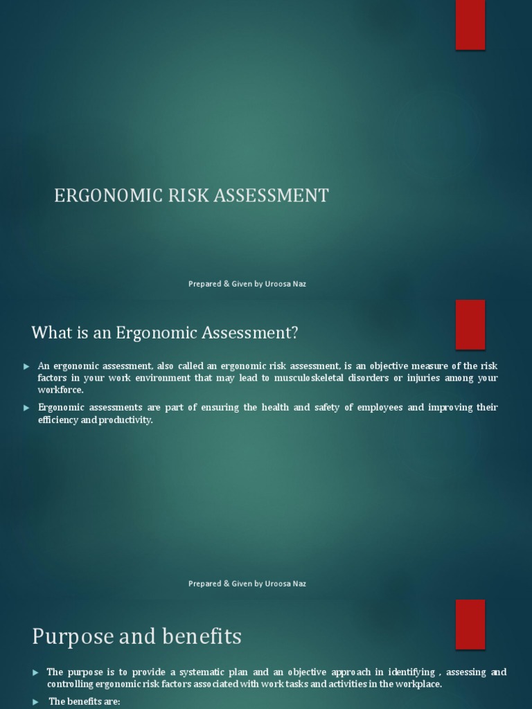 Ergonomic Risk Assessment | PDF | Human Factors And Ergonomics | Workplace