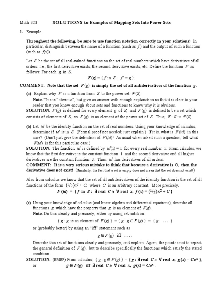 Power Sets Onto Examples Soln | PDF | Function (Mathematics) | Derivative