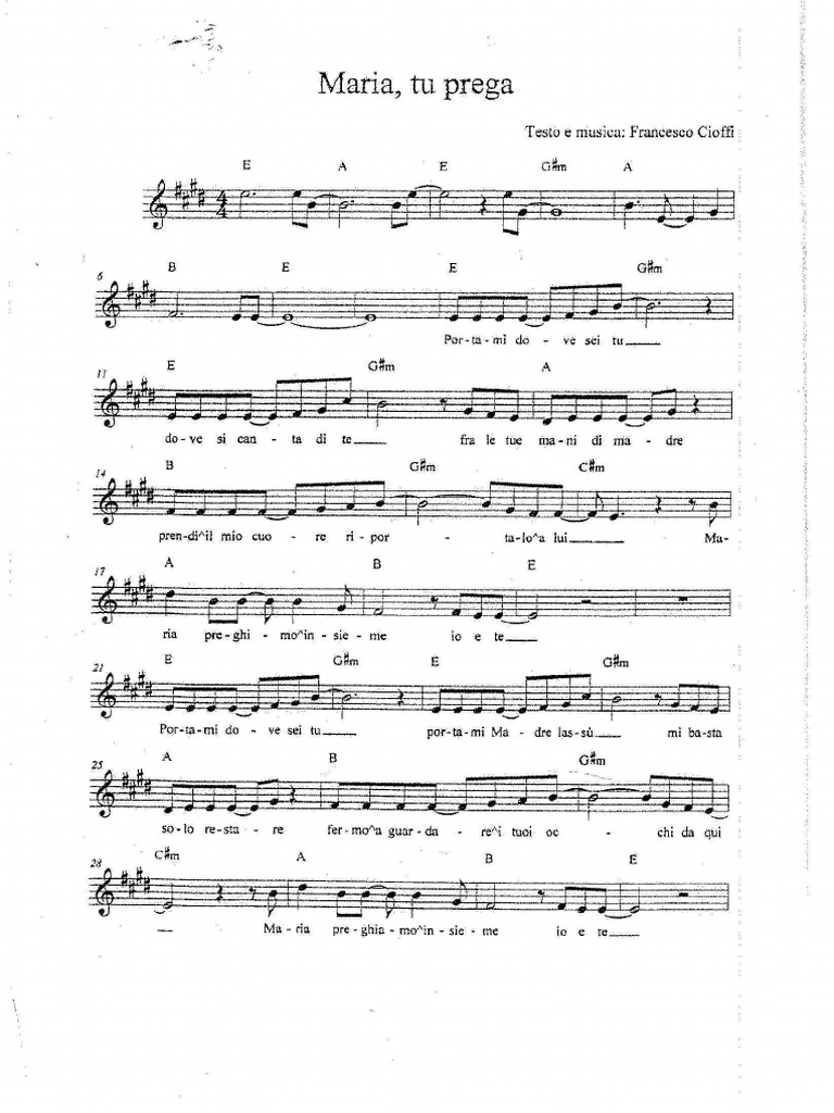 Maria Tu Prega Spartito | PDF