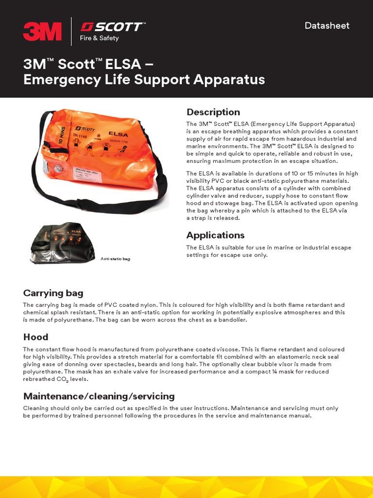 3M Scott Elsa - Emergency Life Support Apparatus: Description | PDF ...