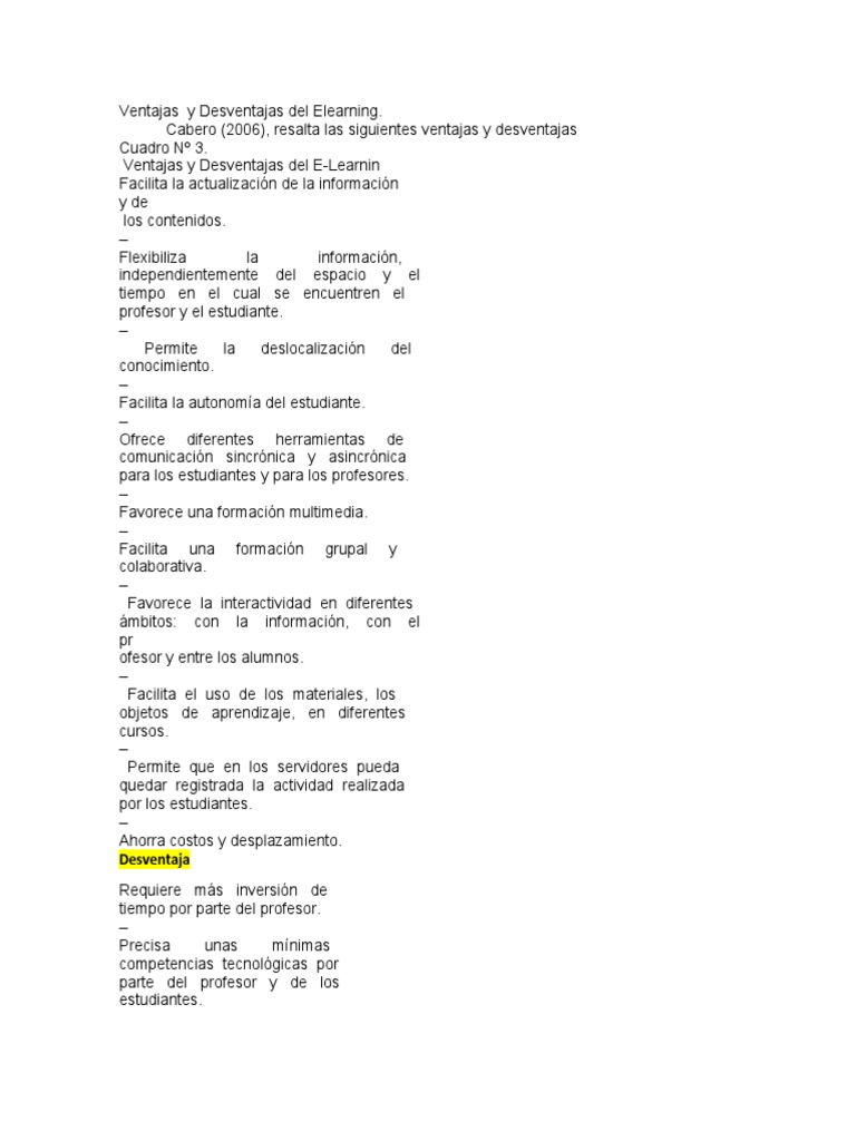 Ventajas y Desventajas Del Elearning | PDF