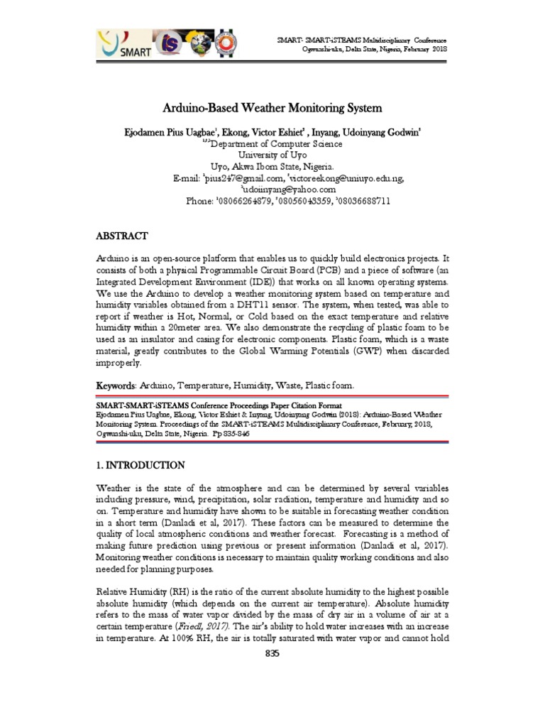Arduino Based Weather Monitoring System | PDF | Arduino ... Arduino Based Weather Monitoring System | PDF | Arduino ...