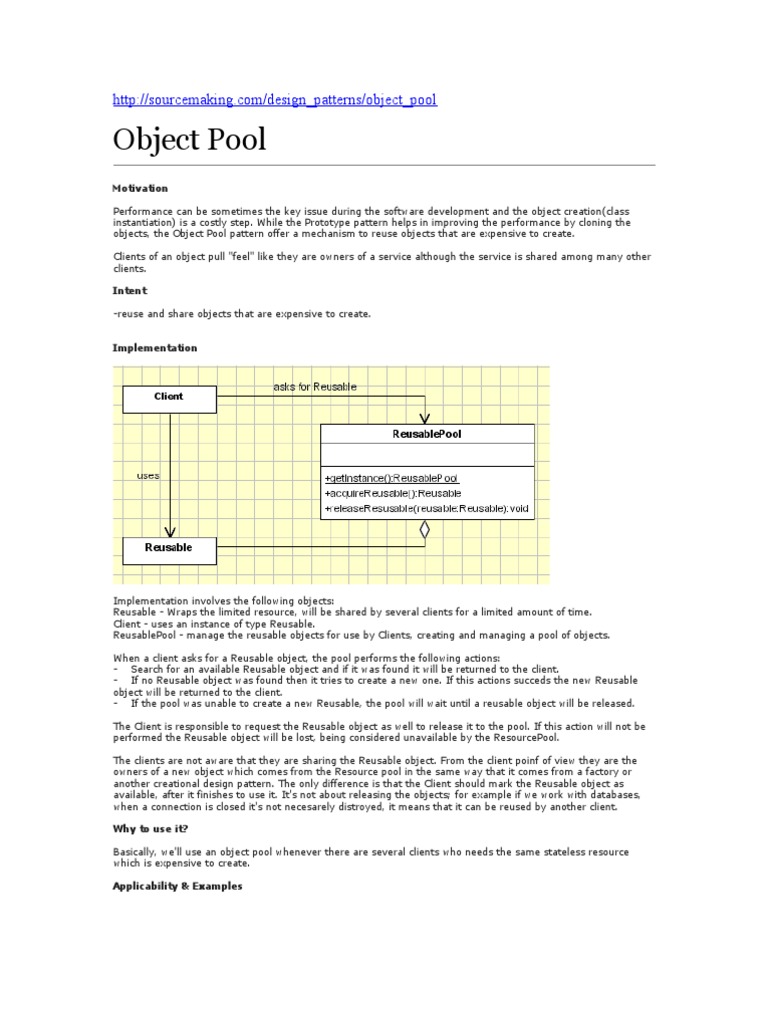 Object Pool | PDF | Reuse | Databases