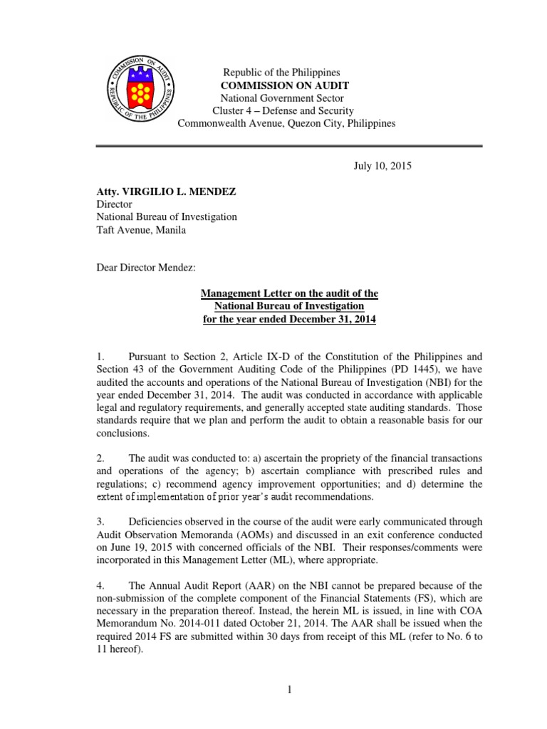 Nbi ML2014 | PDF | Audit | Procurement