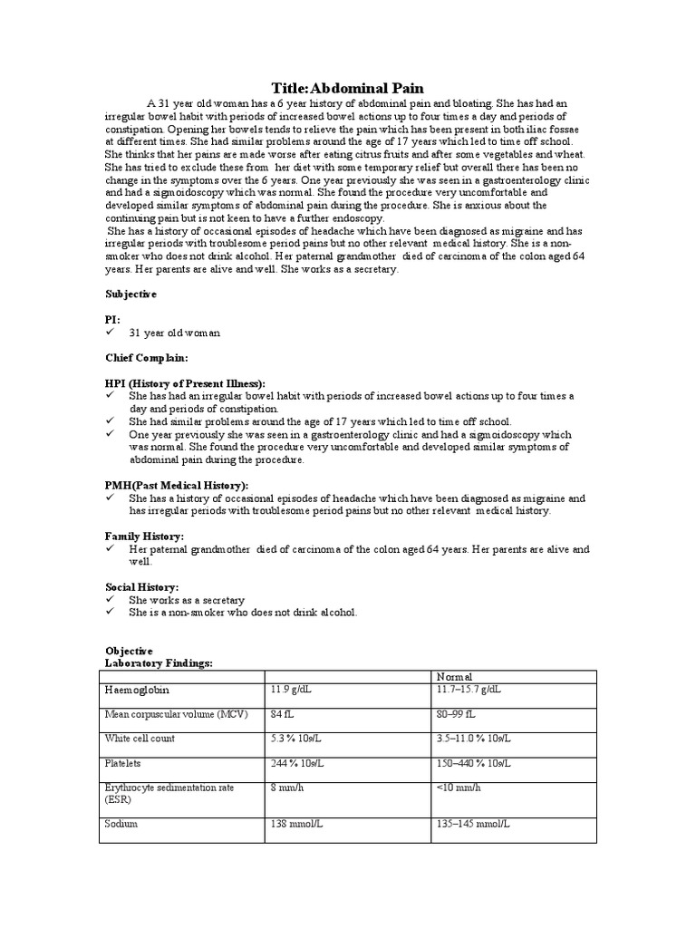 IBS Case Study Finale | PDF | Irritable Bowel Syndrome | Clinical Medicine