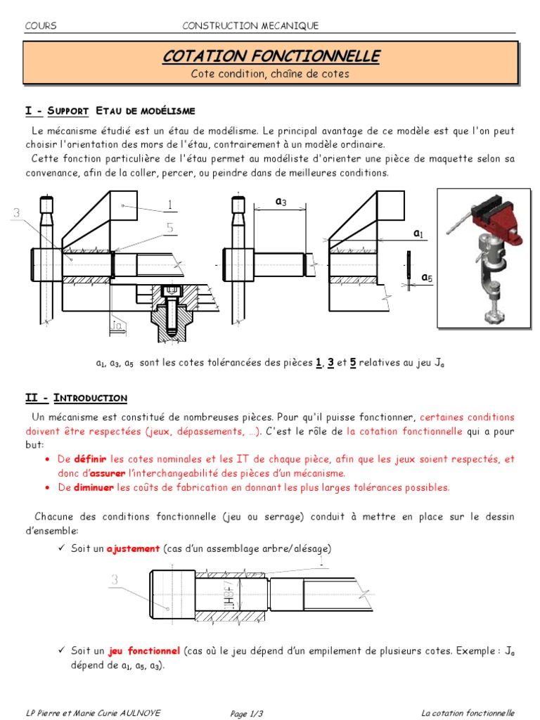 Cours Cotation Fonctionnelle | PDF | Équations | Algèbre