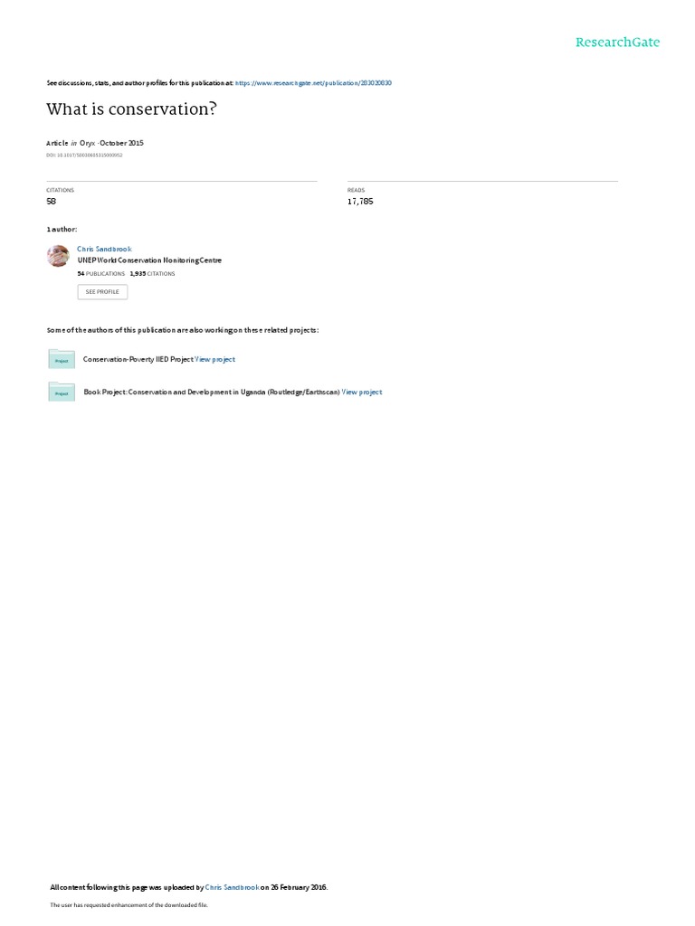 What Is Conservation?: Oryx October 2015 | PDF | Conservation Movement ...