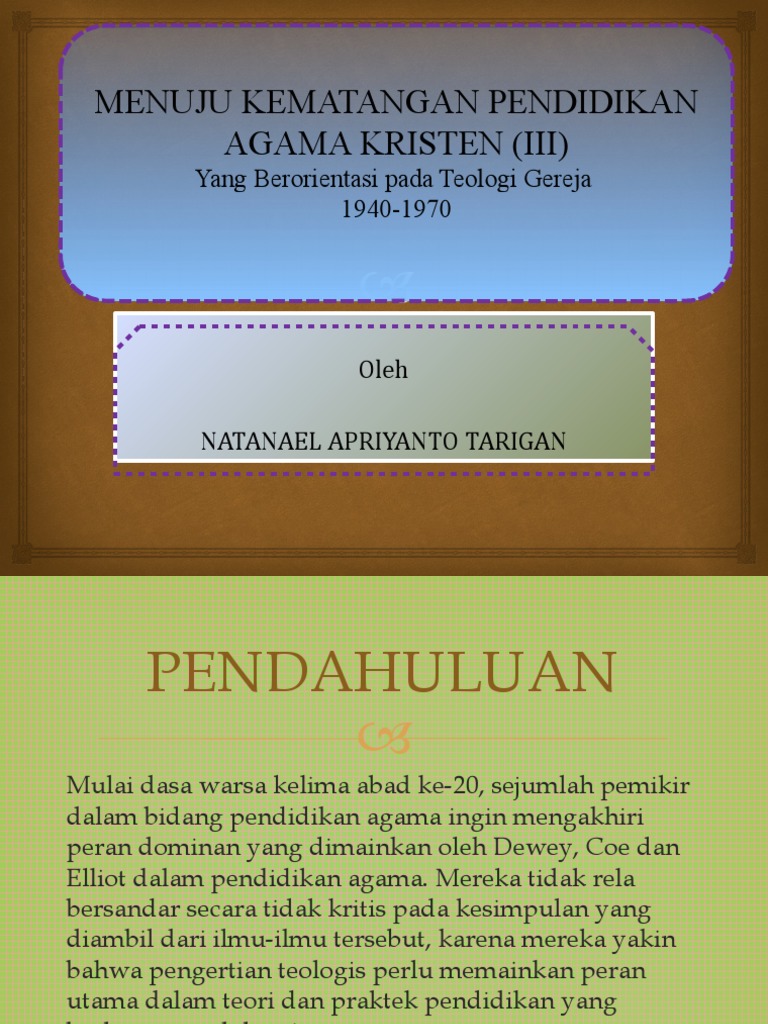 Menuju Kematangan Pendidikan Agama Krist | PDF