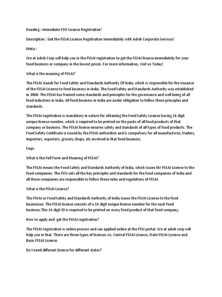 Food Safety License Details! | PDF | Food Safety | Foods