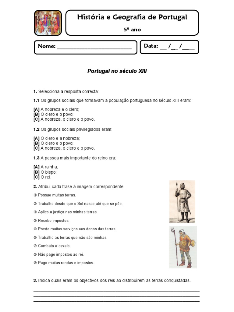 História e Geografia de Portugal: 5º ano Nome ...