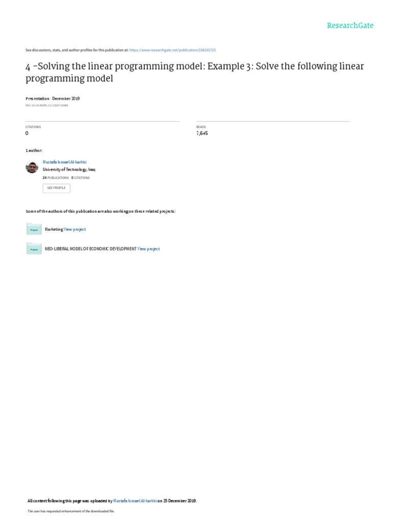 4 - Solving The Linear Programming Model: Example 3: Solve The ...