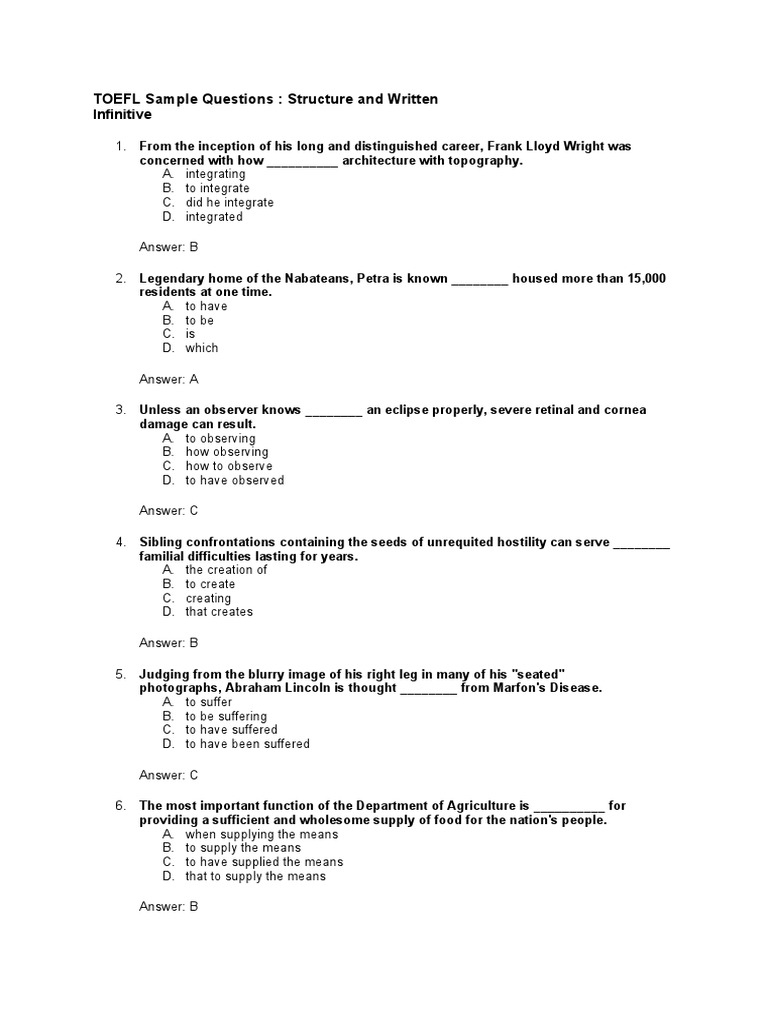 TOEFL Sample Questions | PDF | Coconut Oil | Oil