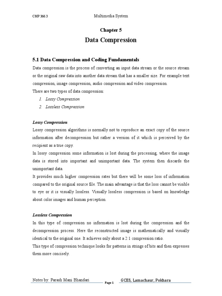 Chapter 5 Data Compression | PDF | Data Compression | Video