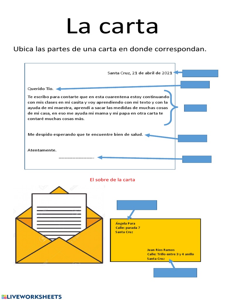 La Carta: Ubica Las Partes de Una Carta en Donde Correspondan | PDF
