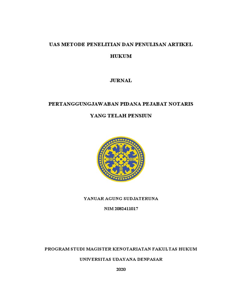 UAS Jurnal Penelitian MKN Yanuar | PDF | Hukum