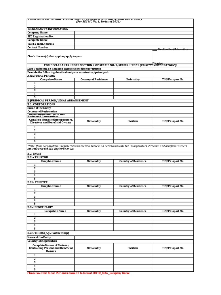 2021form Botd Sec7 | PDF