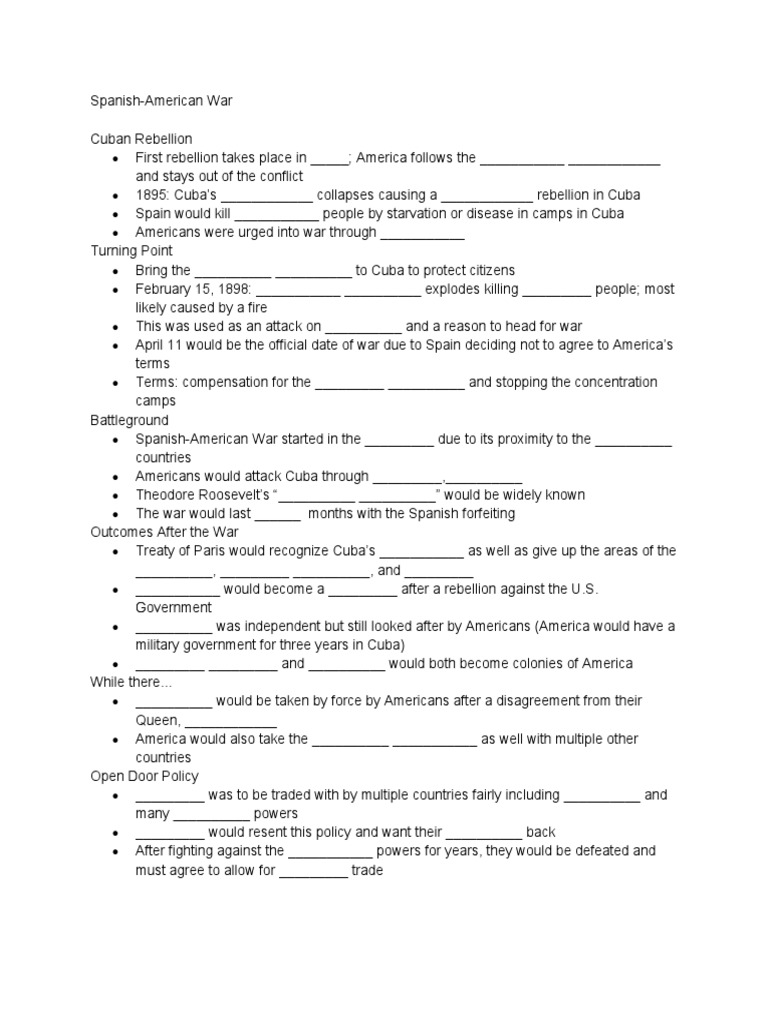 Spanish-American War Guided Notes | PDF