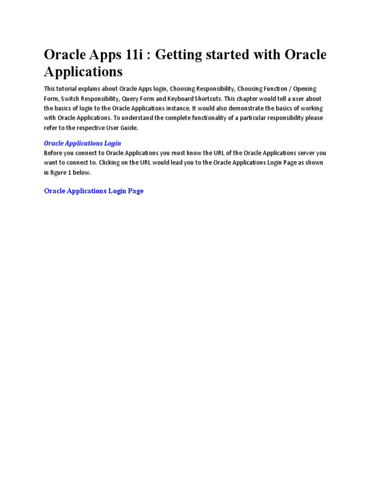 Oracle Apps 11i: Getting Started With Oracle Applications | PDF | Login | Menu (Computing)