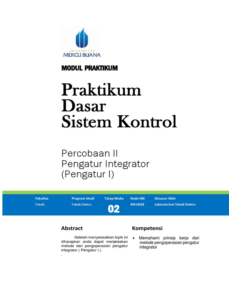 Modul 2 Praktikum Dasar Sistem Kontrol | PDF Modul 2 Praktikum Dasar Sistem Kontrol | PDF