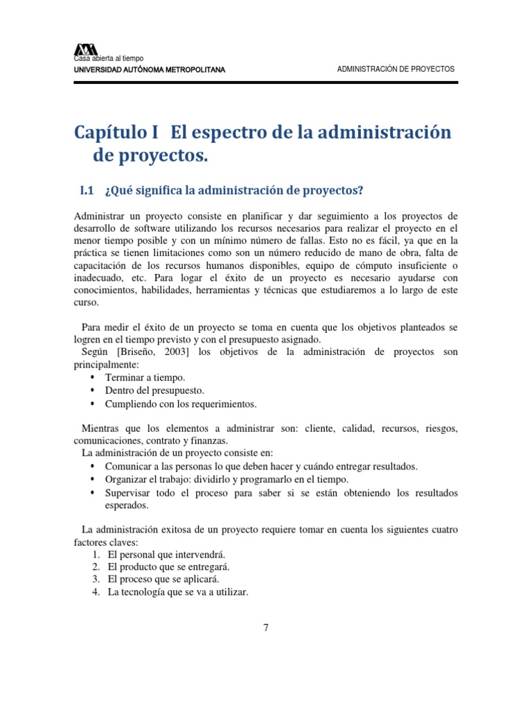 Notas - Admon - de - Proyectos - Cap. 1 | PDF | Planificación | Gestión de proyectos