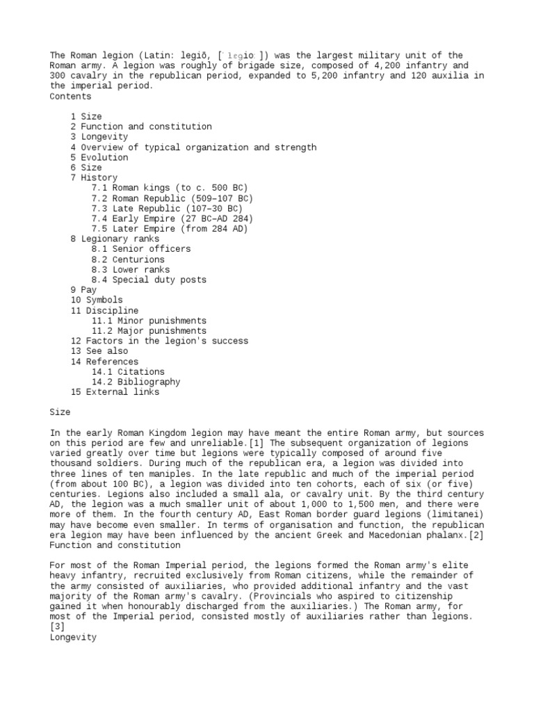 The Structure and Evolution of the Roman Legion | PDF | Roman Legion ...