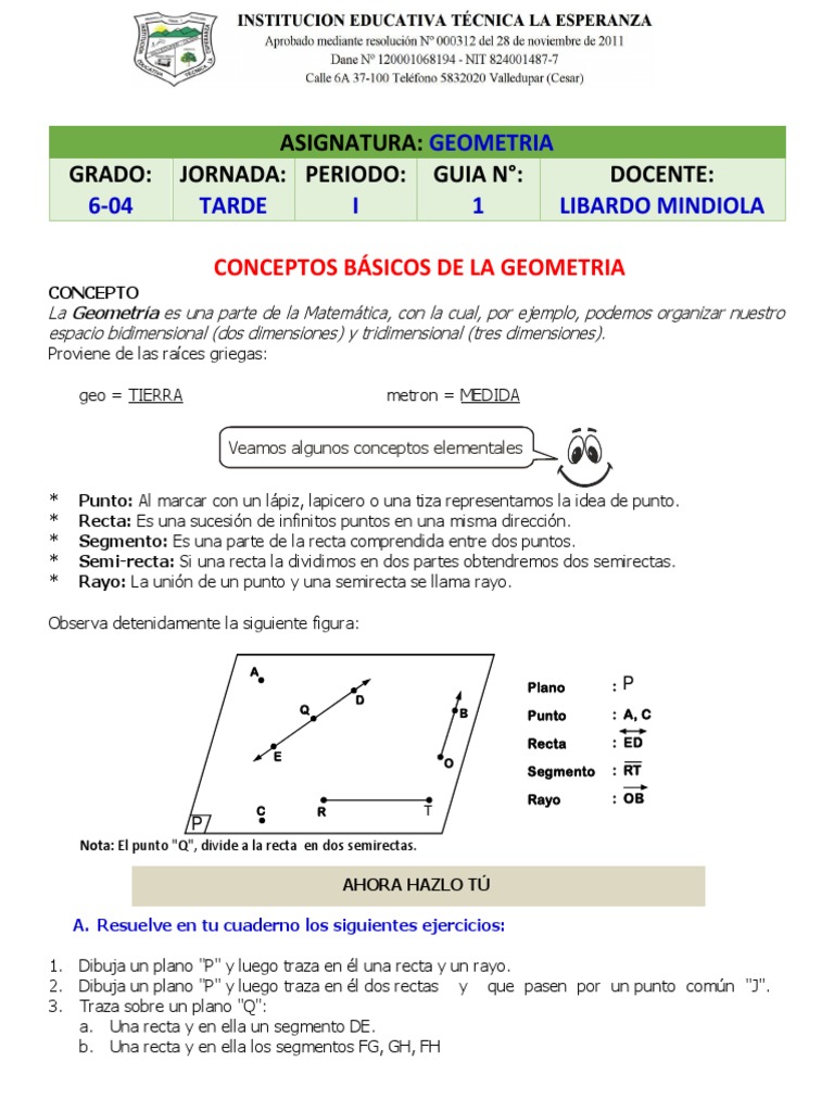 Guia 1 Conceptos Basicos de Geometria | PDF | Geometria plana) | Línea ...