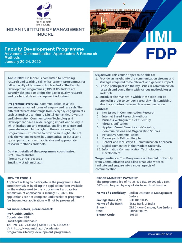 SSD - FDP Advanced Communication Approaches Research Methods | PDF | Communication | Human Nature