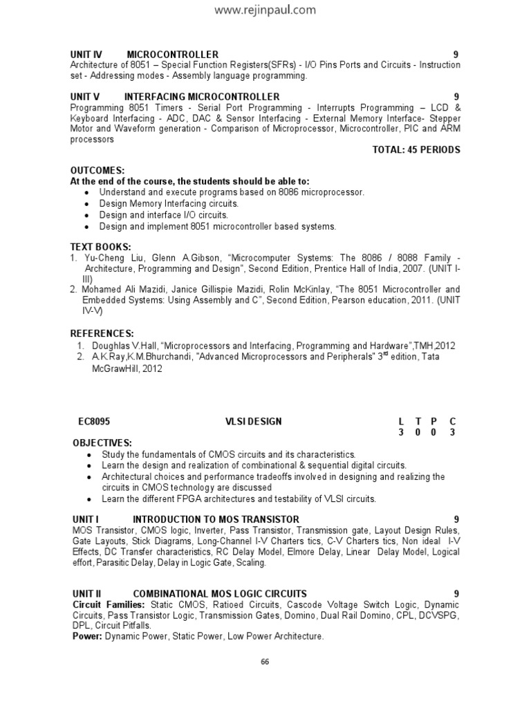 VLSI Syllabus R17 | PDF | Electronic Circuits | Microcontroller