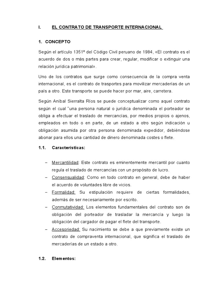 Contrato de Transporte Internacional | PDF | Guía de carga | Transporte