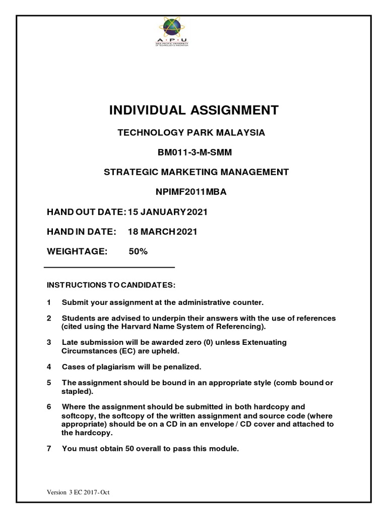 SMM Assignment Cover Page | PDF
