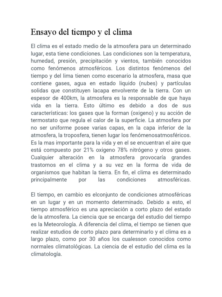 Ensayo Del Tiempo y El Clima | PDF | Herida | Atmósfera