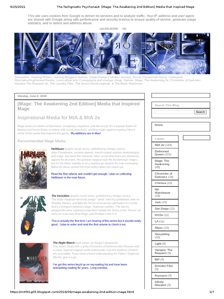 The Techgnostic Psychonaut - (Mage - The Awakening 2nd Edition) Media ...