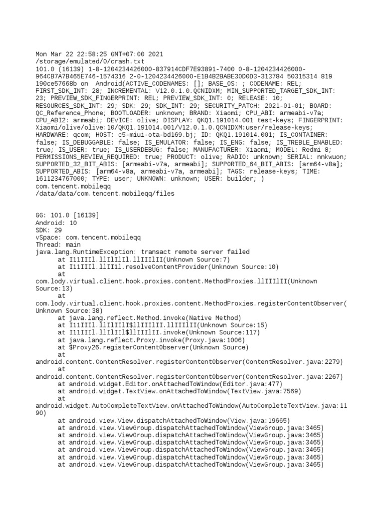 Crash | PDF | Xiaomi | Java (Programming Language)