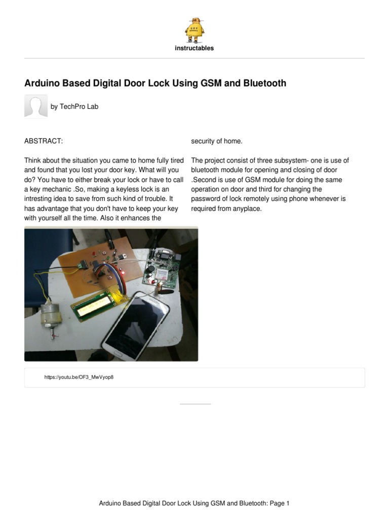 Arduino Based Digital Door Lock Using GSM and Bluetooth: Instructables ...