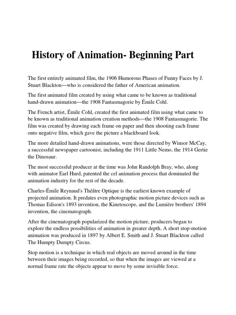 History of Animation | PDF | Animation | Filmmaking