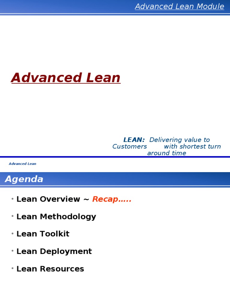 Advanced Lean Training Manual Band 4 | PDF | Lean Manufacturing | Six Sigma