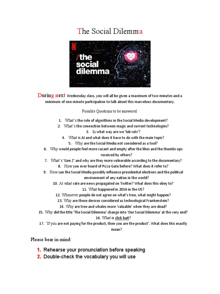 The Social Dilemma Instructions | PDF | Cognition | Communication