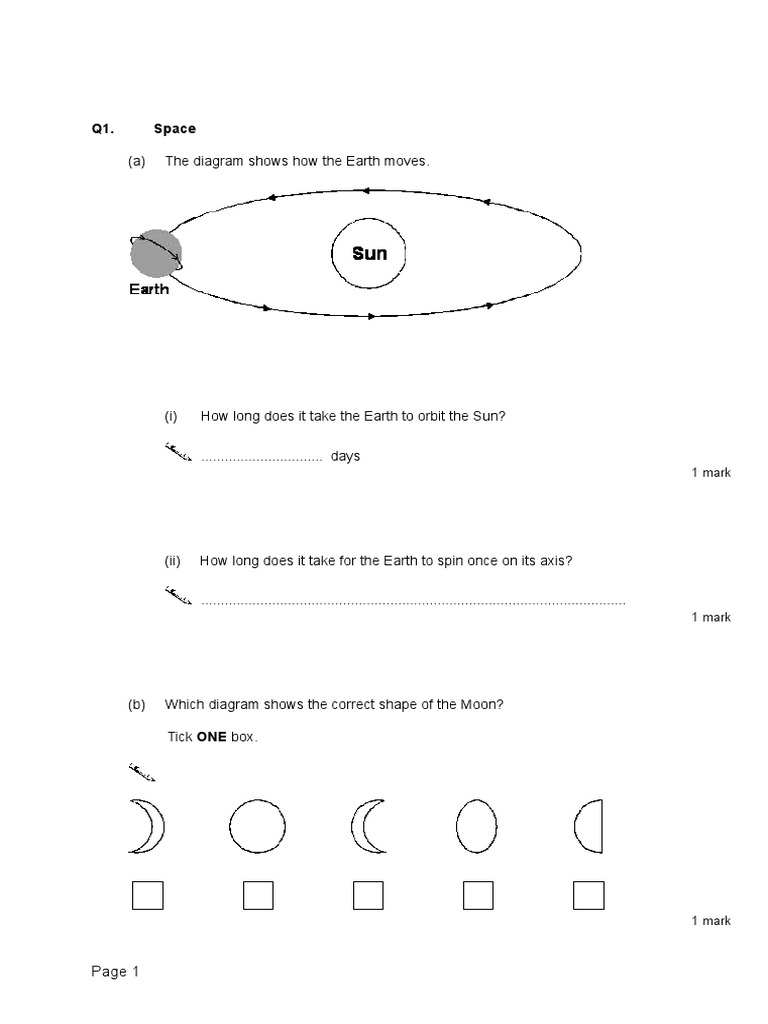 Earth in Space - Level 4 - Questions | PDF | Force | Moon
