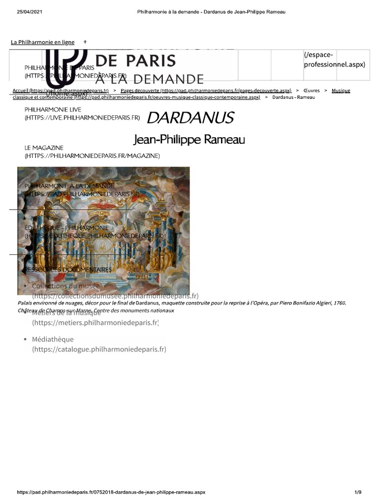 Dossier Philharmonie de Paris - Jean-Philippe Rameau - Dardanus | PDF