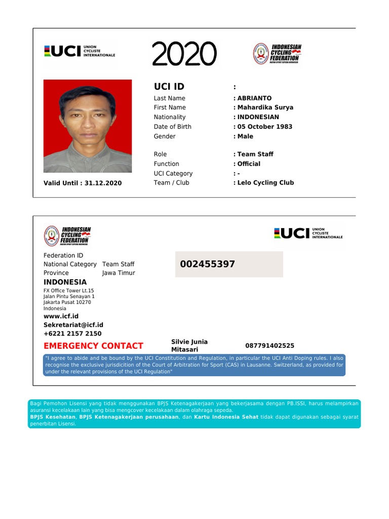 Uci Id:: Abrianto: Mahardika Surya: Indonesian: 05 October 1983: Male ...