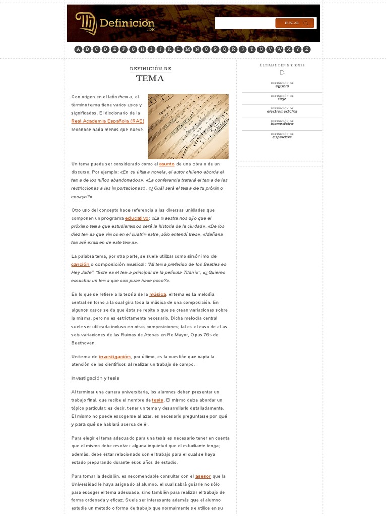 Definición de Tema - Qué Es - Significado y Concepto | PDF ...