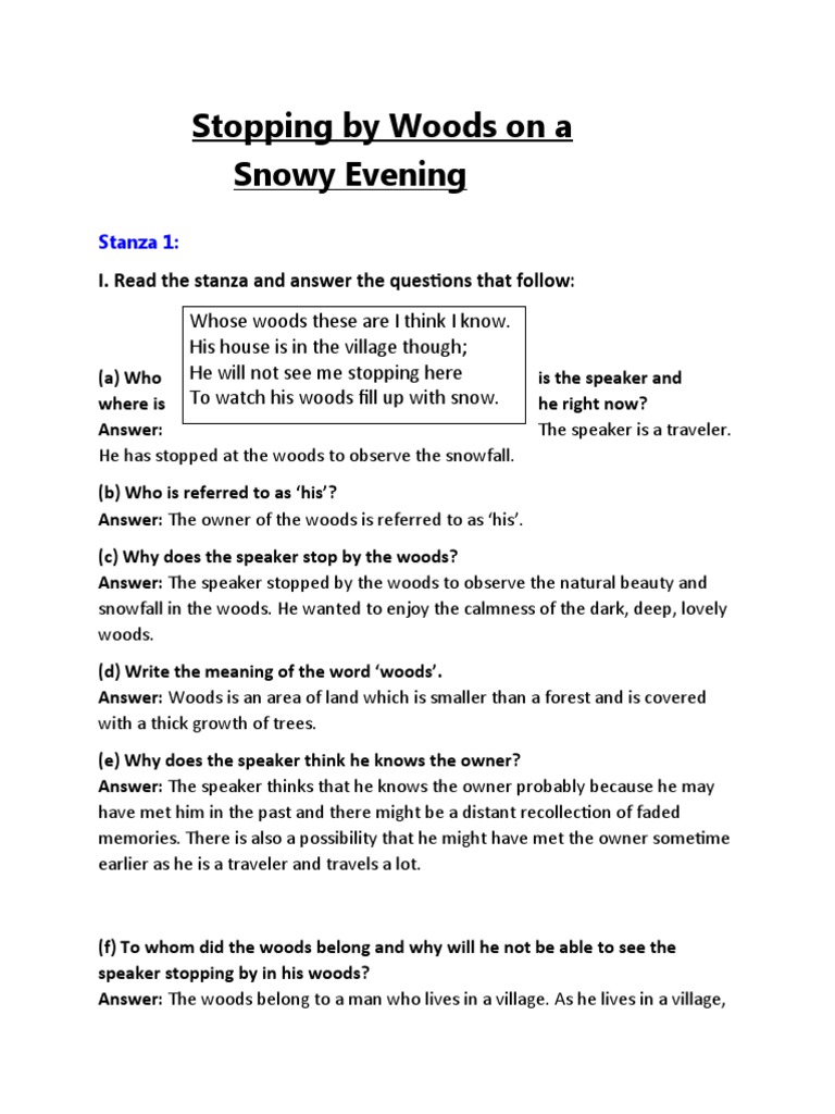 Chapter 2 - Stopping by Woods On A Snowny Evenings | PDF | Poetry