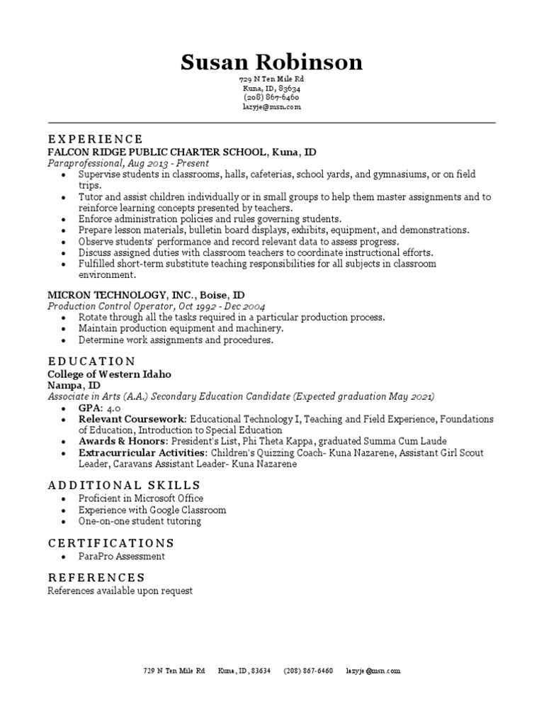 Educator's Professional Resume | PDF
