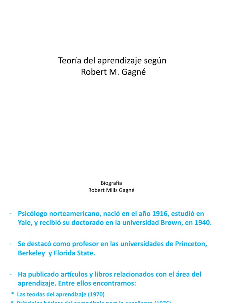 Teoría Del Aprendizaje Robert Gagne | PDF | Aprendizaje | Psicología Educacional