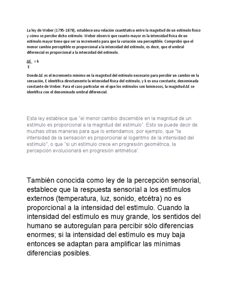 La Ley de Weber | PDF | Percepción | Sentidos