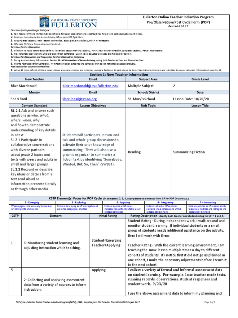 Pop Cycle Lesson 11 | PDF | Pedagogy | Educational Assessment
