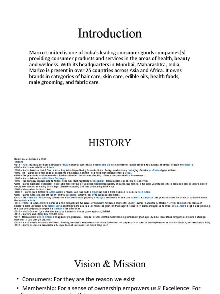 Marico PPT by Sneha | PDF | Business | Economies